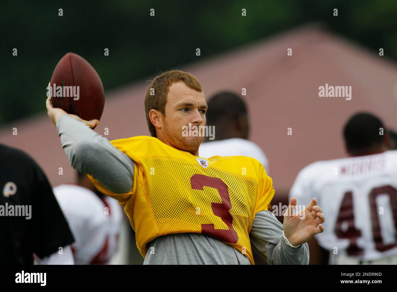 Washington Redskins quarterback John Beck throws the ball at their NFL ...