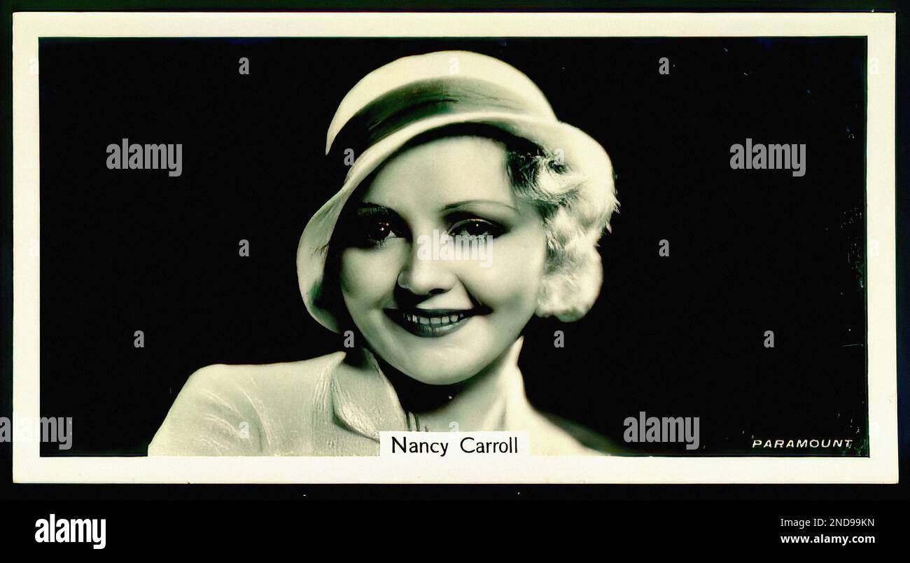 Portrait of actress Nancy Carroll - Vintage Cigarette Card Stock Photo ...