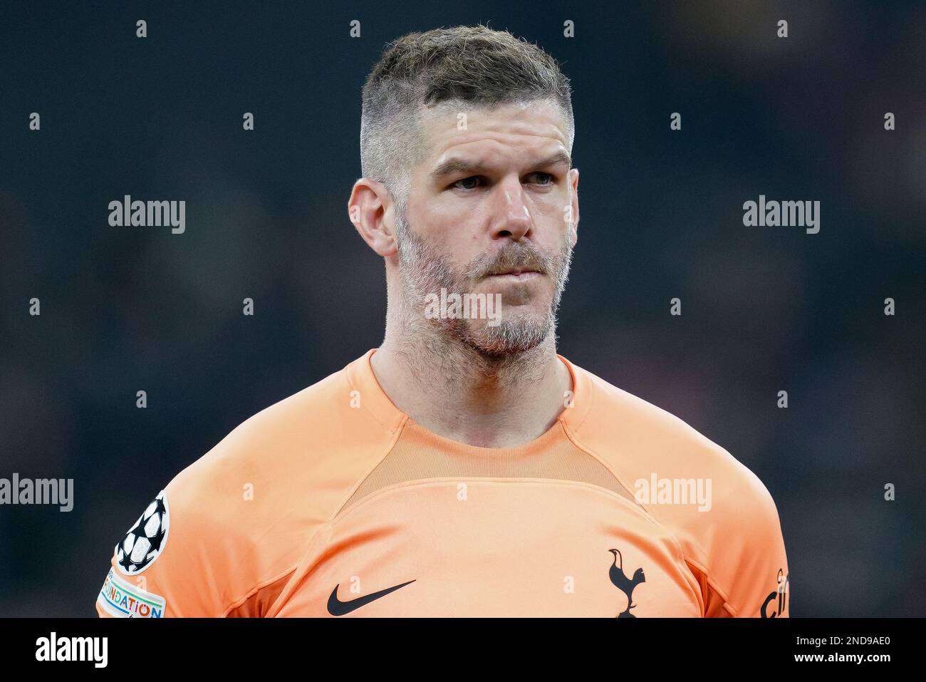 Milan, Italy. 14th Feb, 2023. Fraser Forster of Tottenham Hotspur looks ...