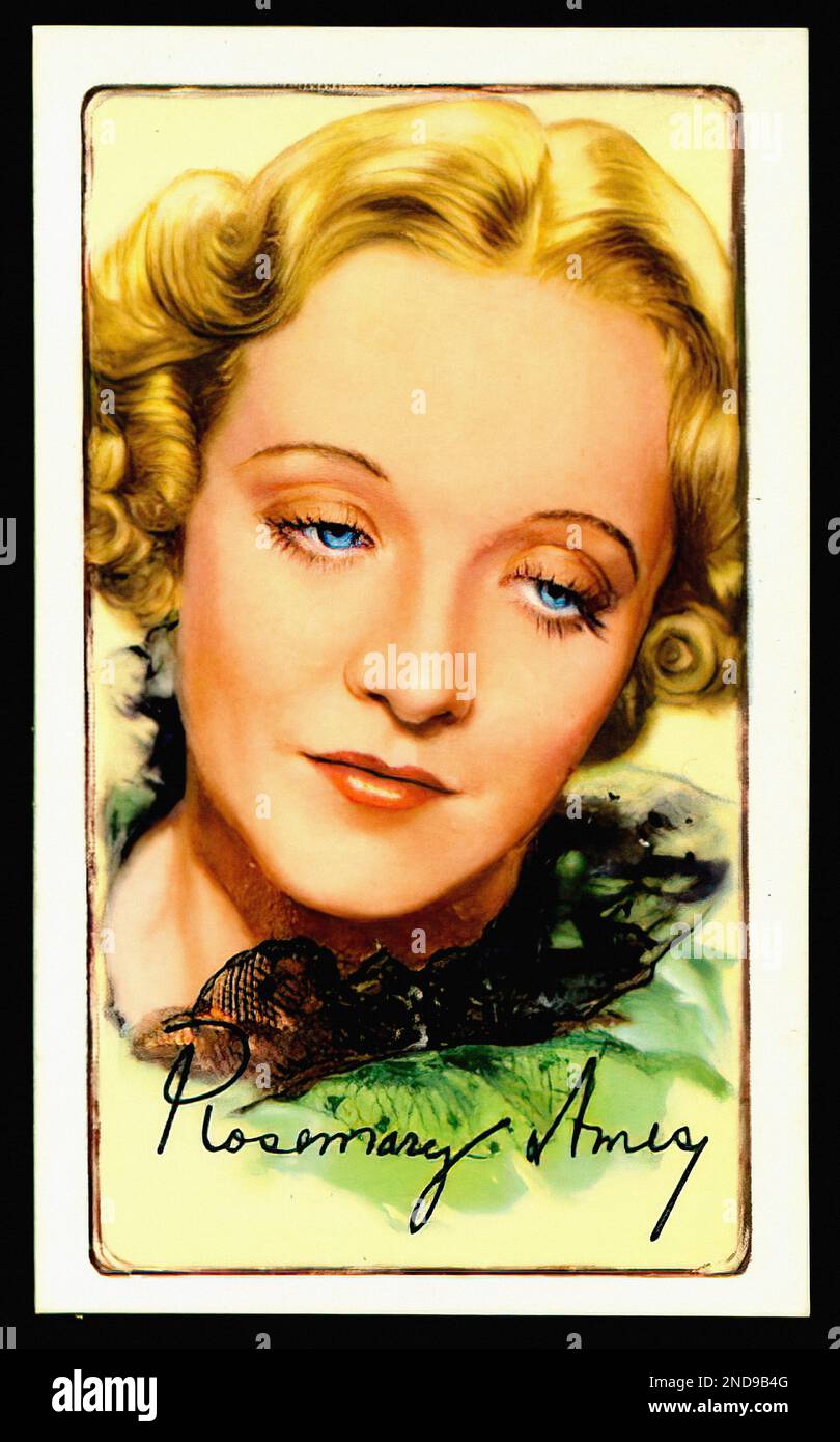 Portrait of actress Rosemary Ames - Vintage Cigarette Card Stock Photo ...