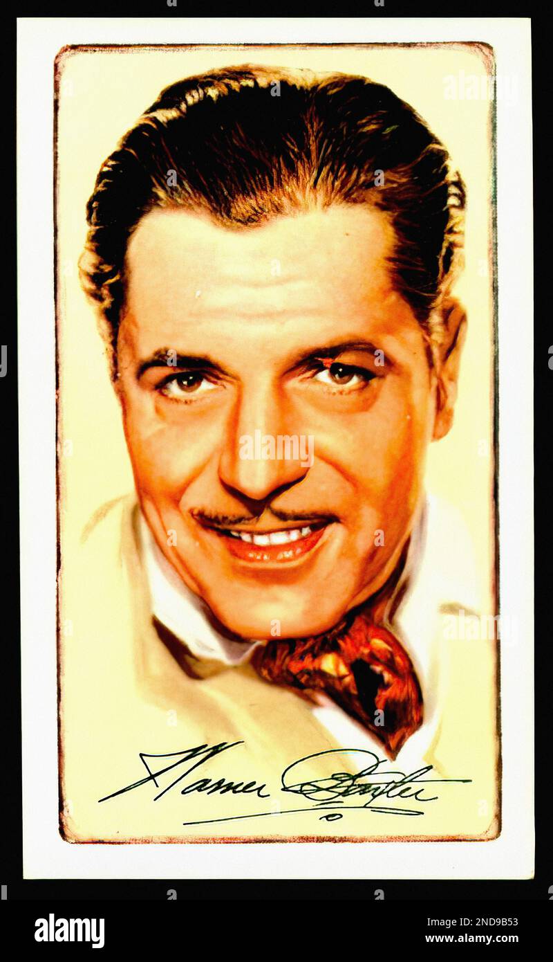 Portrait of actor Warner Baxter - Vintage Cigarette Card Stock Photo ...
