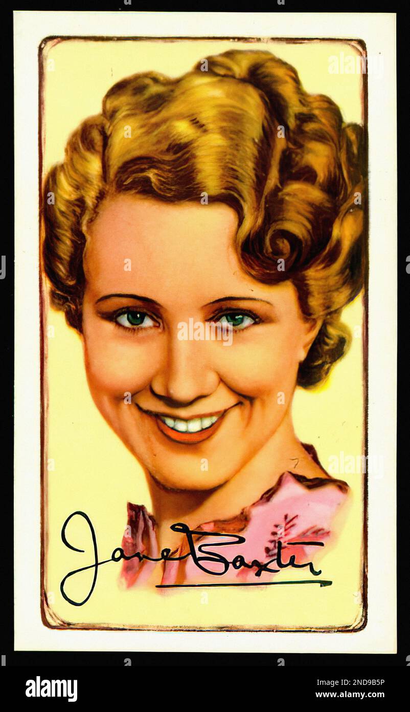Portrait of actress Jane Baxter - Vintage Cigarette Card Stock Photo ...