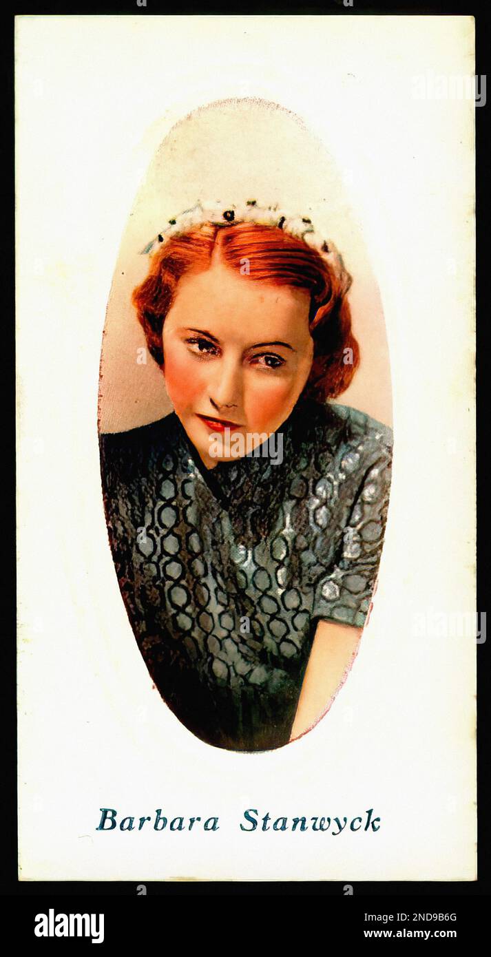Portrait of Barbara Stanwyck - Vintage Cigarette Card Stock Photo - Alamy