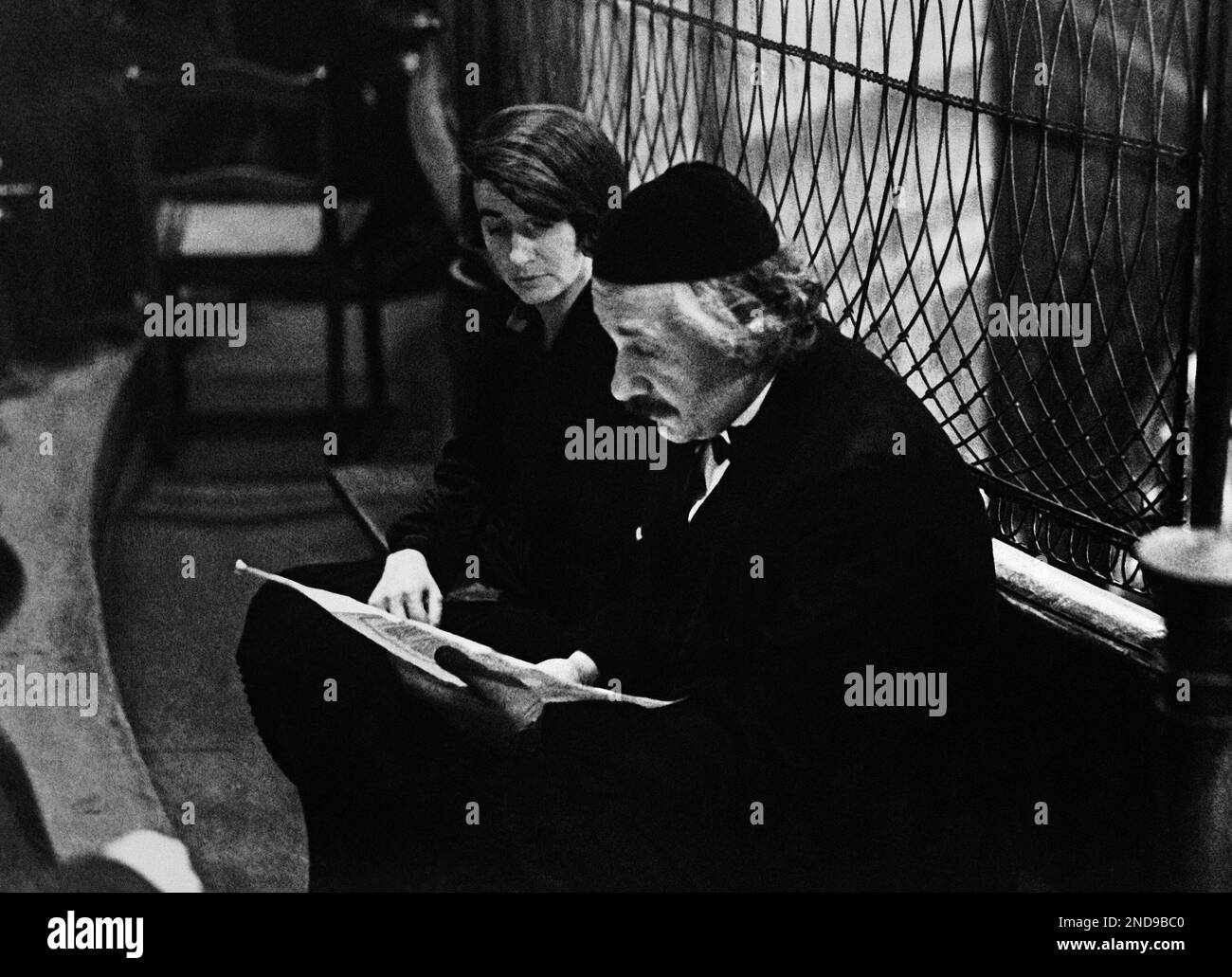 Professor Albert Einstein wearing his skull cap during a concert in the ...