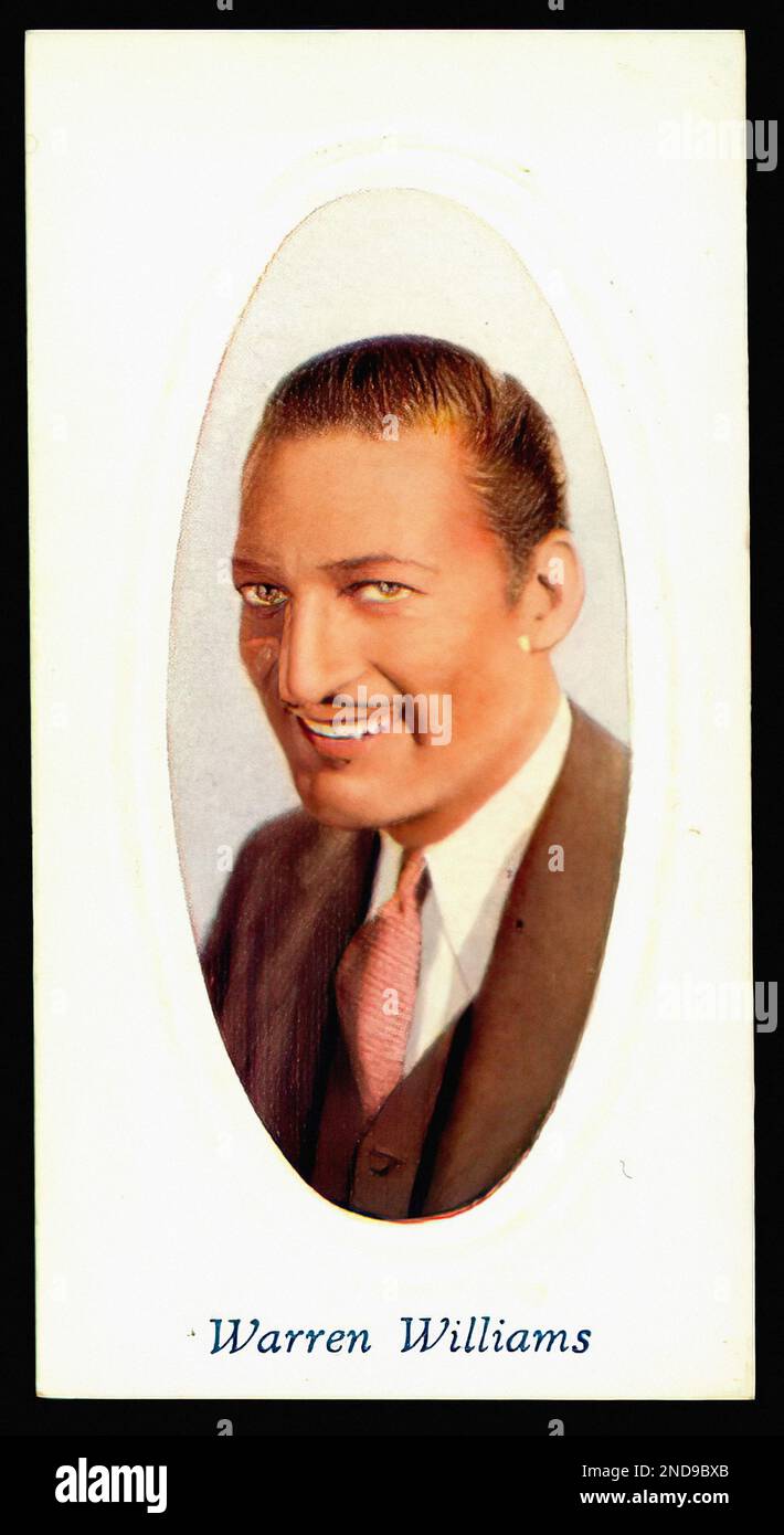 Portrait of actor Warren Williams - Vintage Cigarette Card Stock Photo - Alamy