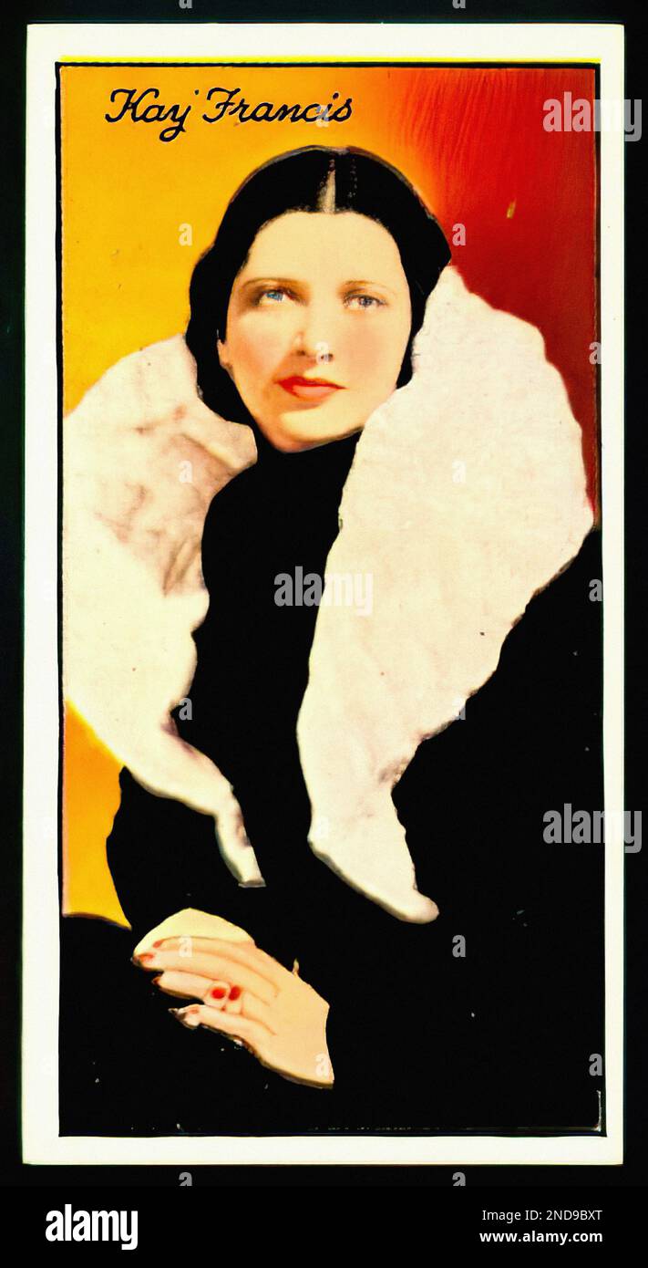 Portrait of actress Kay Francis - Vintage Cigarette Card Stock Photo ...