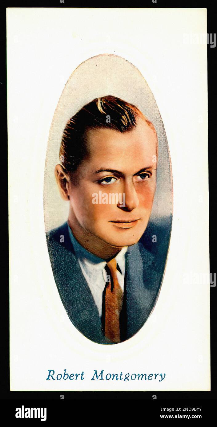Portrait of actor Robert Montgomery - Vintage Cigarette Card Stock ...