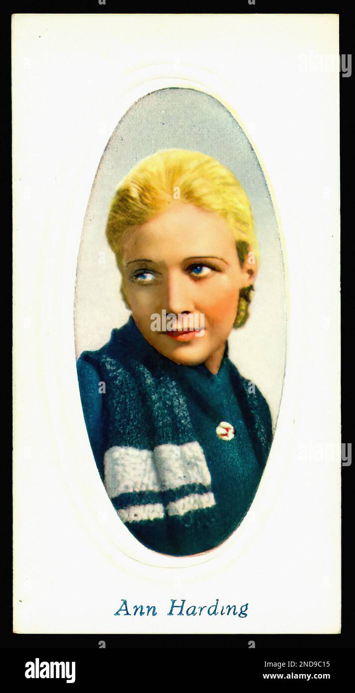 Portrait of actress Ann Harding - Vintage Cigarette Card Stock Photo - Alamy