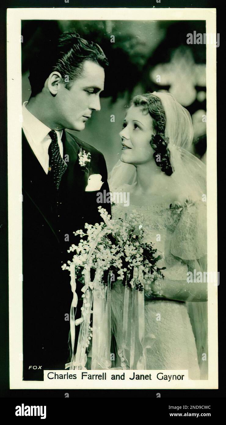 Portrait of Charles Farrell and Janet Gaynor - Vintage Cigarette Card ...