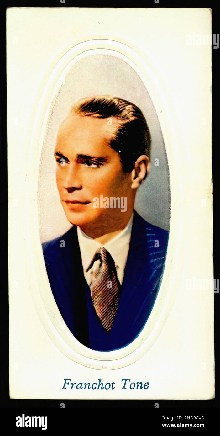 Portrait of actor Franchot Tone - Vintage Cigarette Card Stock Photo ...