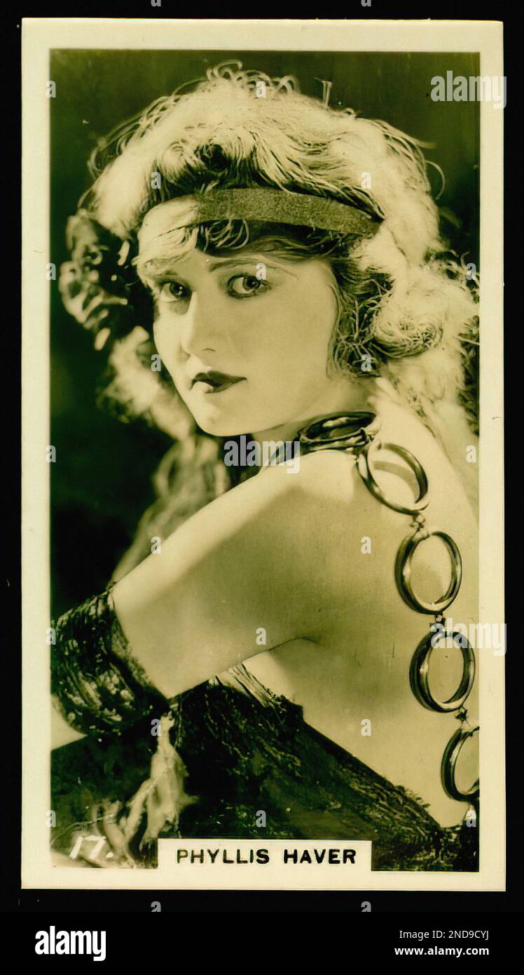 Portrait of actress Phyllis Haver - Vintage Cigarette Card Stock Photo ...