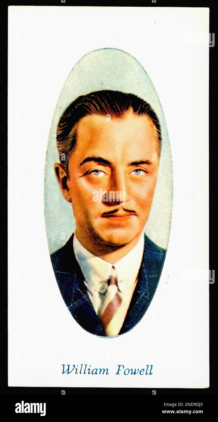 Portrait of actor William Powell - Vintage Cigarette Card Stock Photo ...
