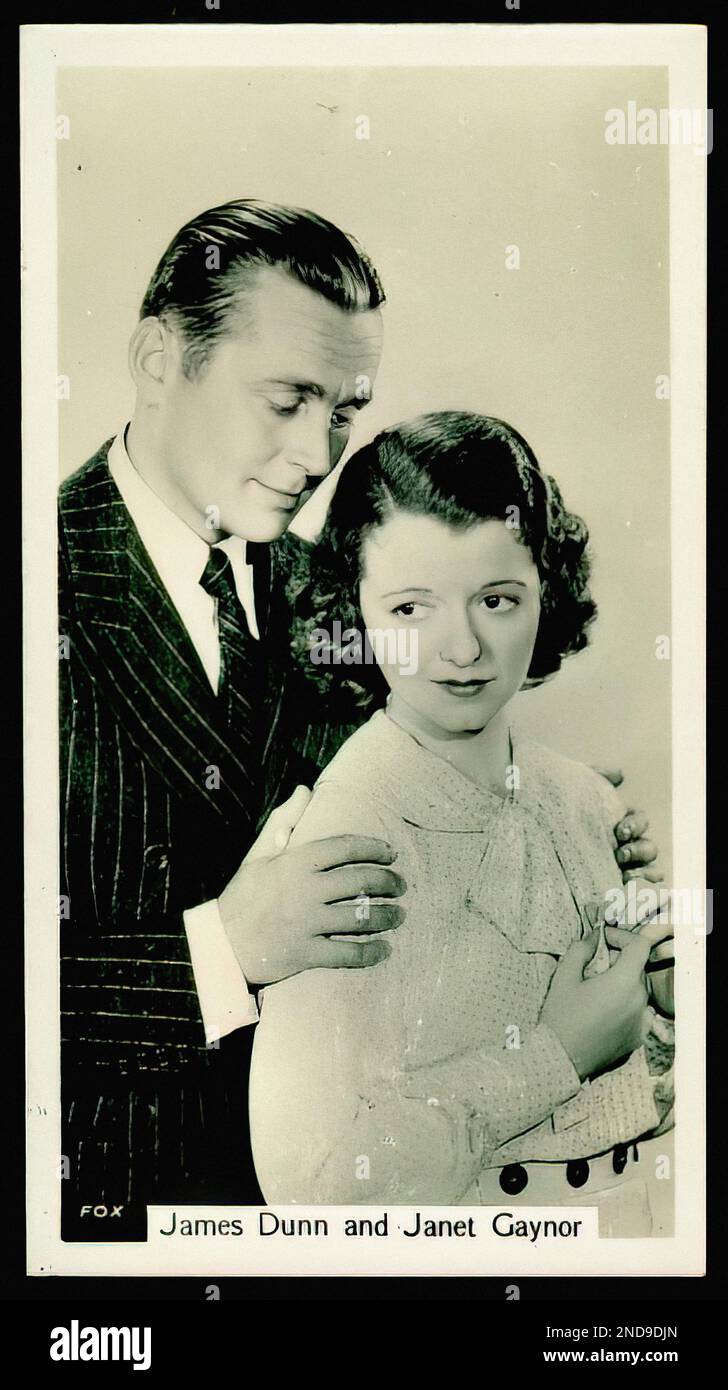 Portrait of James Dunn and Janet Gaynor - Vintage Cigarette Card Stock ...
