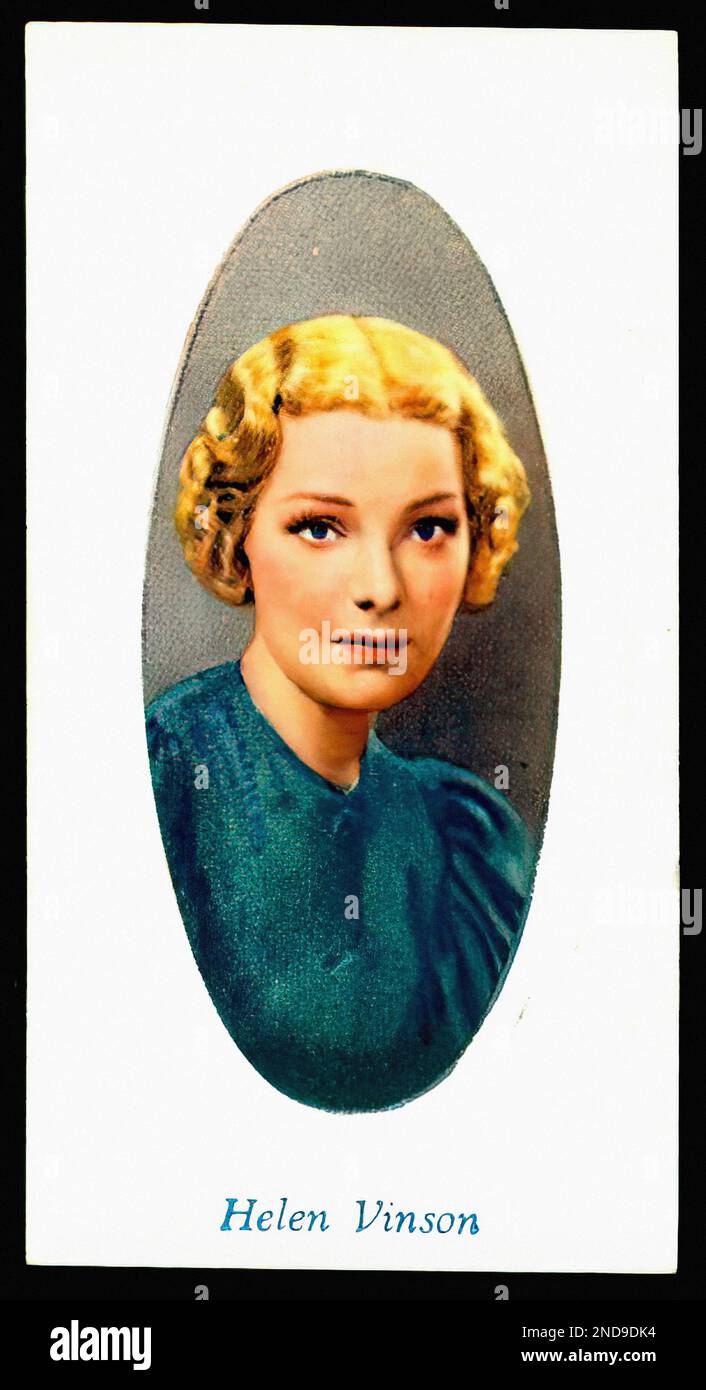 Portrait of actress Helen Vinson - Vintage Cigarette Card Stock Photo ...