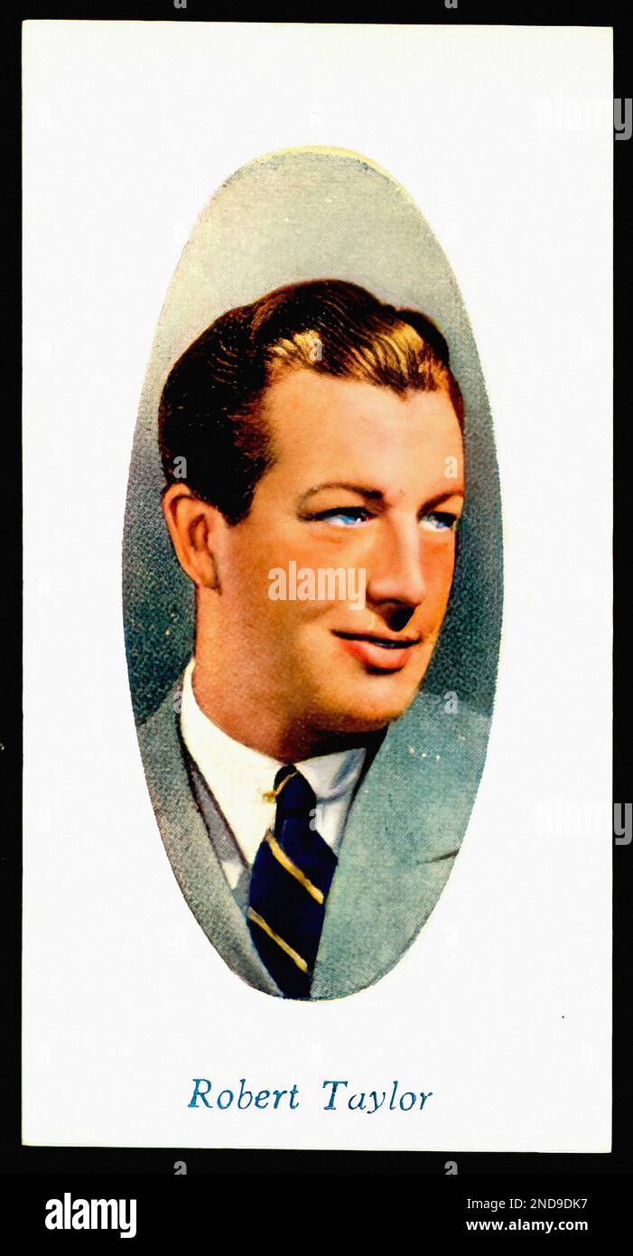 Portrait of actor Robert Taylor - Vintage Cigarette Card Stock Photo - Alamy