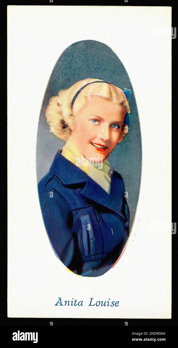 Portrait of actress Anita Louise - Vintage Cigarette Card Stock Photo ...