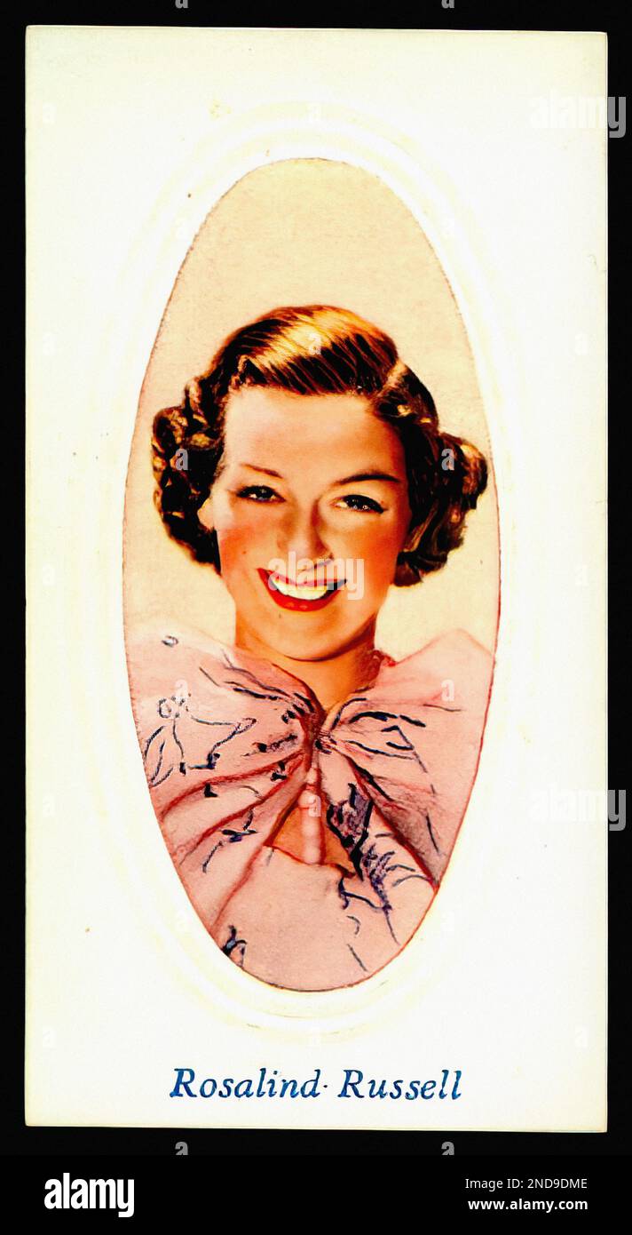 Portrait of actress Rosalind Russell - Vintage Cigarette Card Stock ...