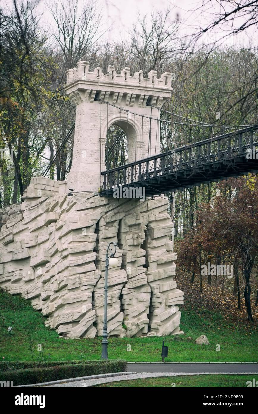 Vintage suspended metallic bridge outdoors Stock Photo - Alamy