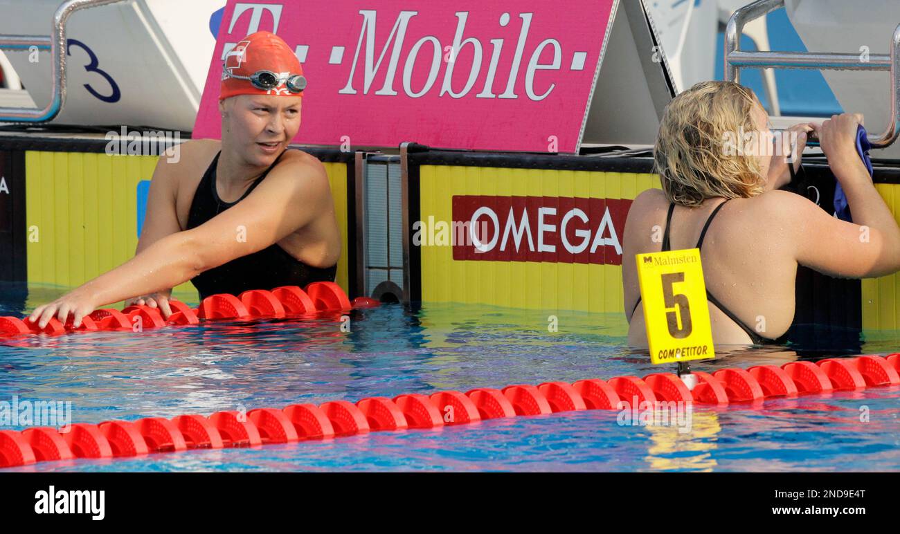 Britain's Rebecca Adlington, right, gold and Denmark's Lotte Friis ...