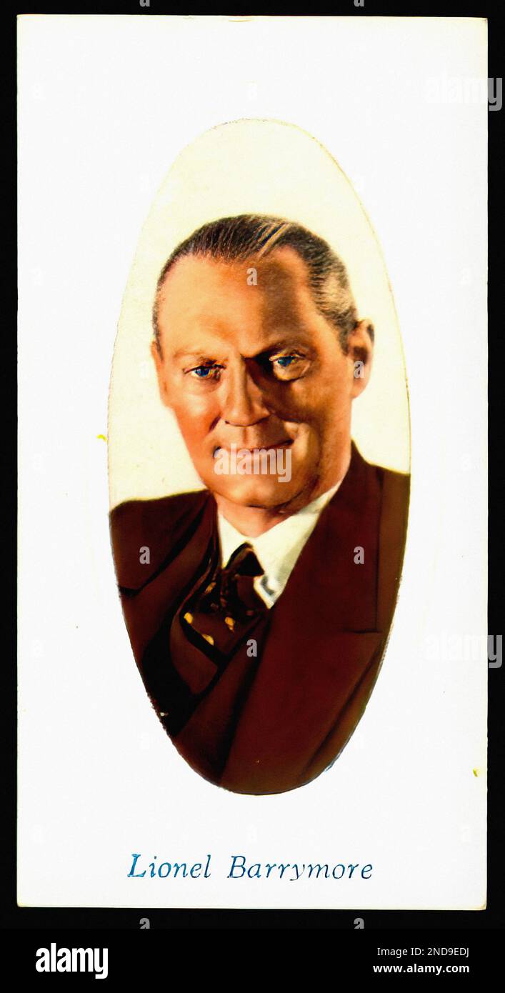 Portrait of actor Lionel Barrymore - Vintage Cigarette Card Stock Photo ...