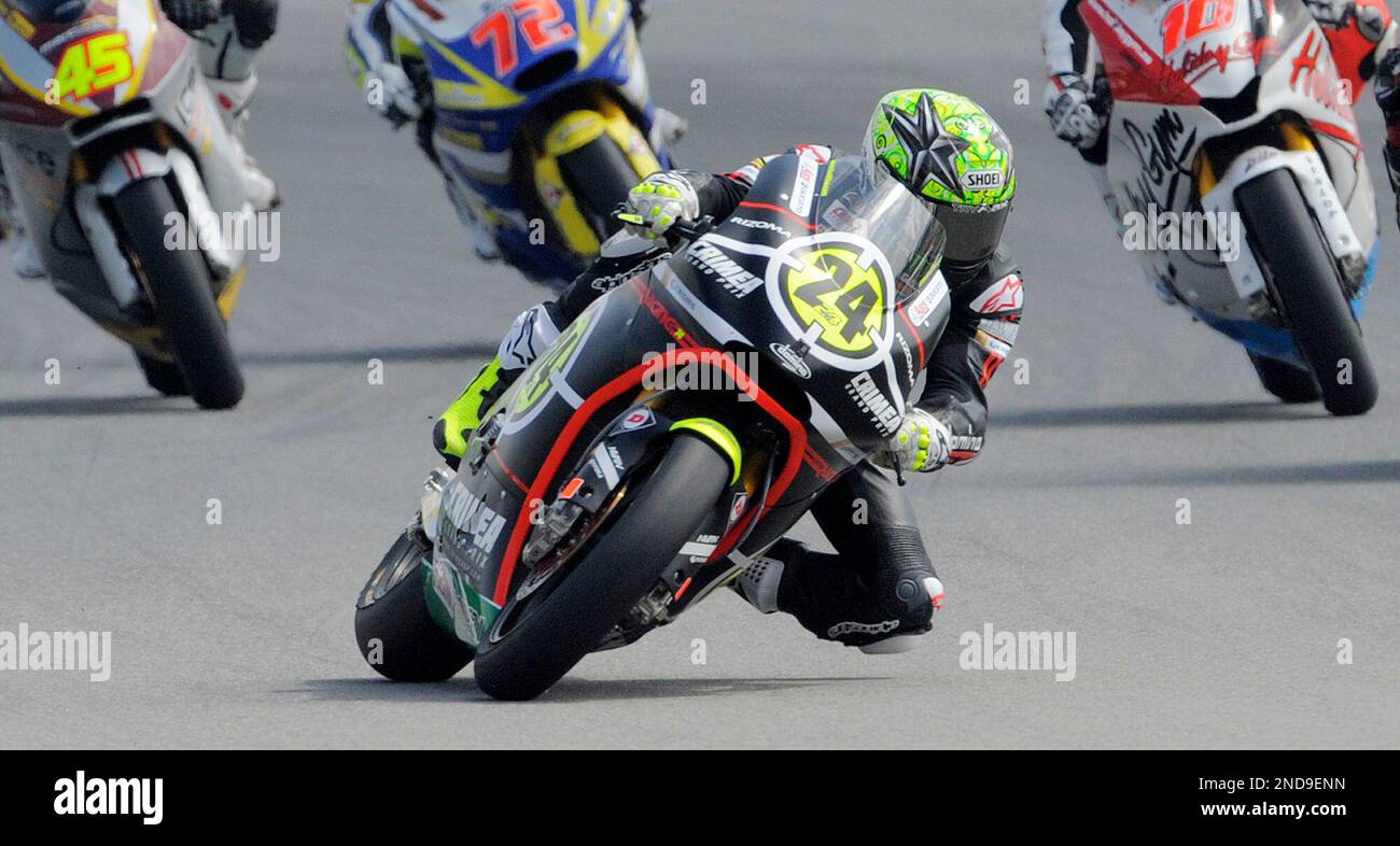 Moriwaki rider Toni Elias from Spain steers his motorcycle during the ...