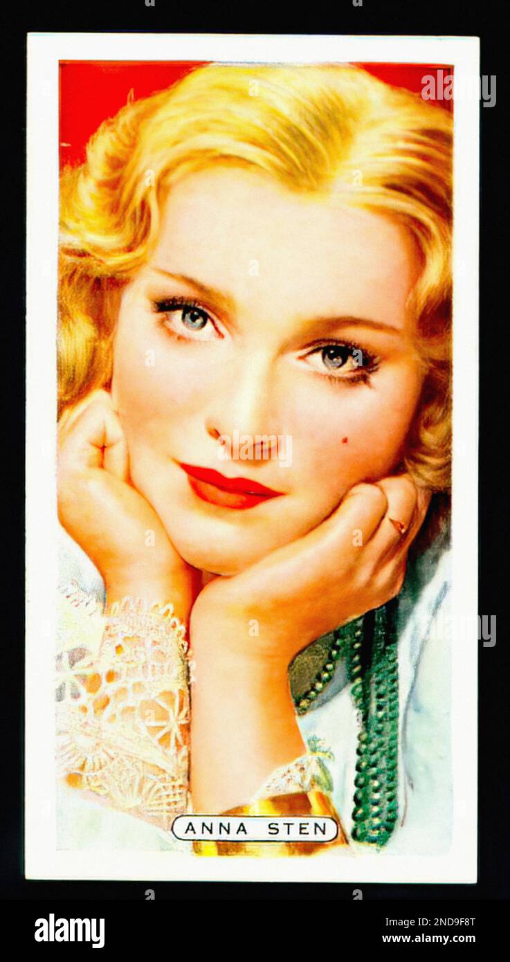 Portrait of Anna Sten - Vintage Cigarette Card 01 Stock Photo - Alamy