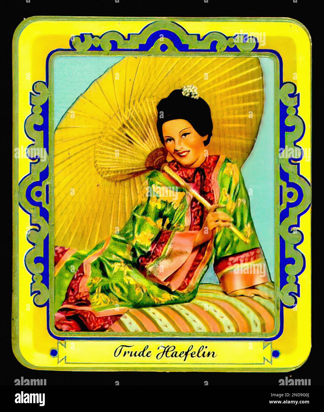 Portrait of Trude Haefelin - Vintage German Cigarette Card 01 Stock ...