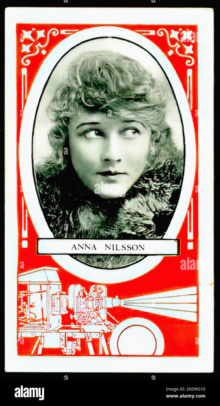 Portrait of Silent Film Star Anna Nilsson - Vintage Cigarette Card ...