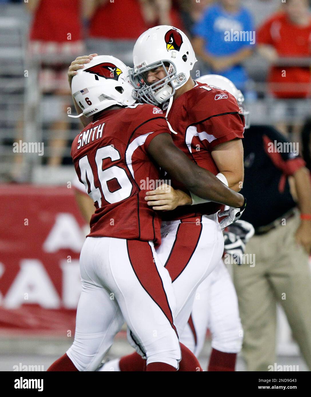 Arizona Cardinals' Alfonso Smith (46) and Max Komar celebrate Smith's ...