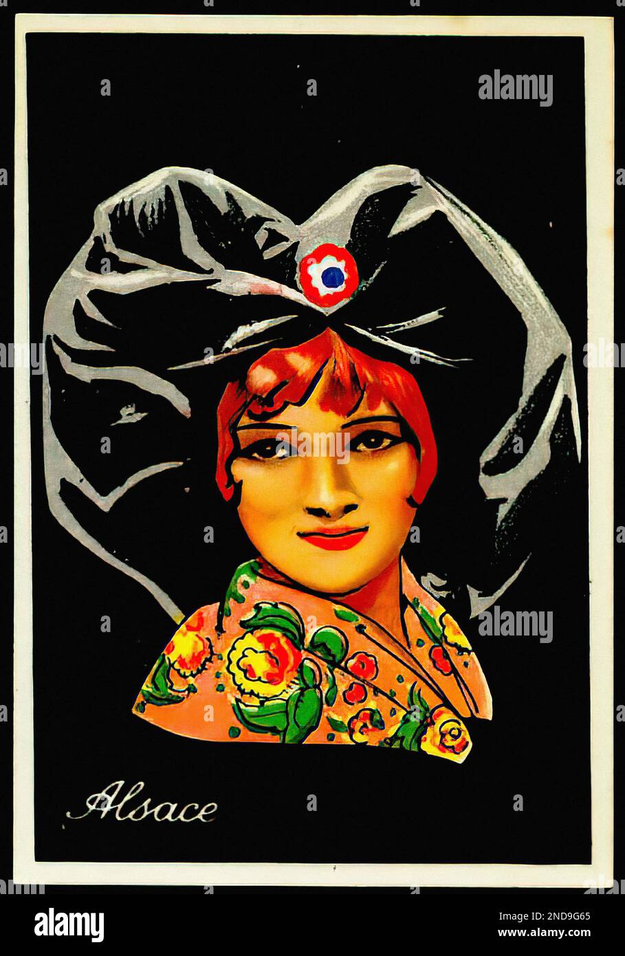 Portrait of Alsace Girl - Vintage Cigarette Card Stock Photo - Alamy