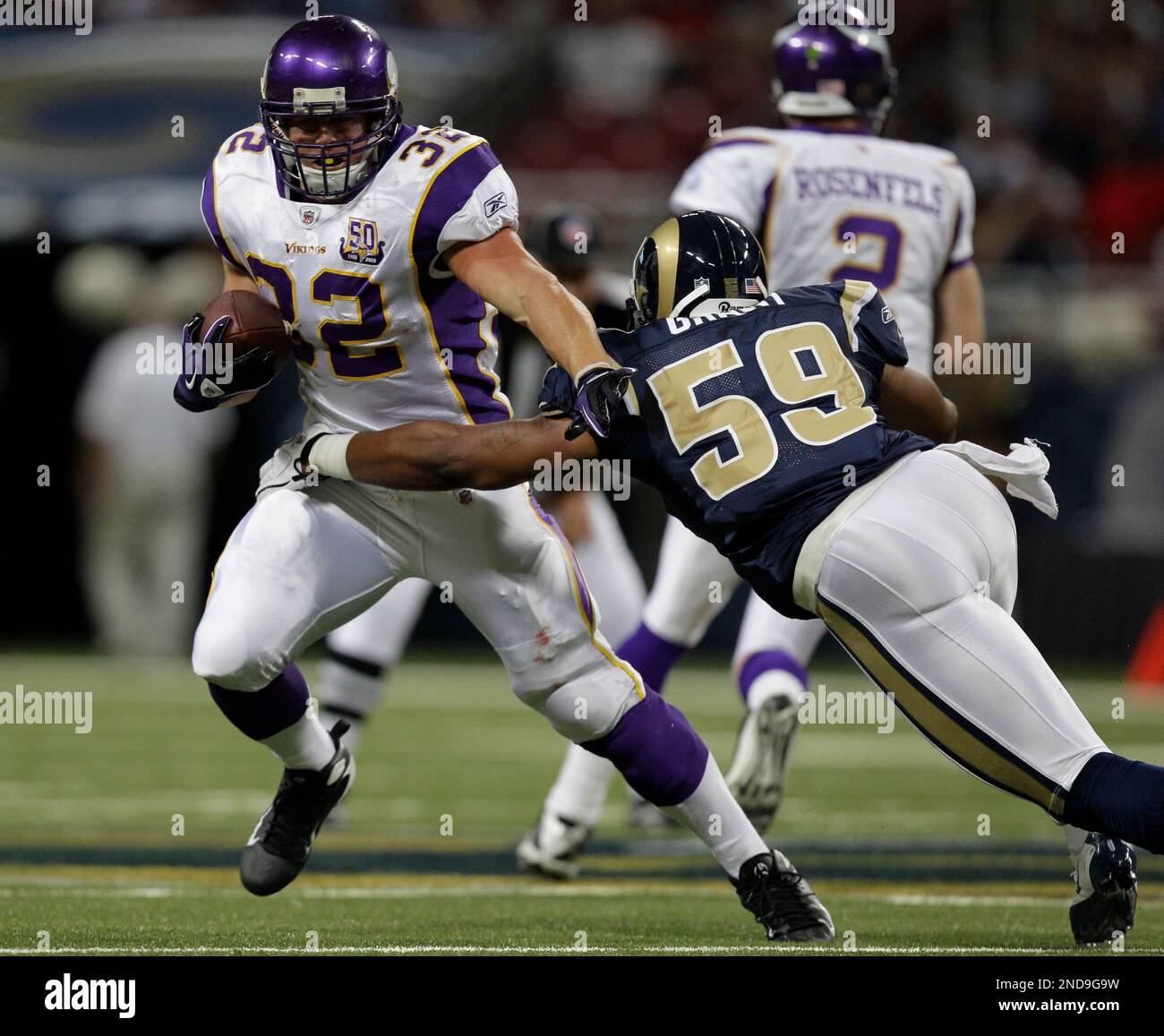 Minnesota Vikings running back Toby Gerhart (32) runs with the ball as ...