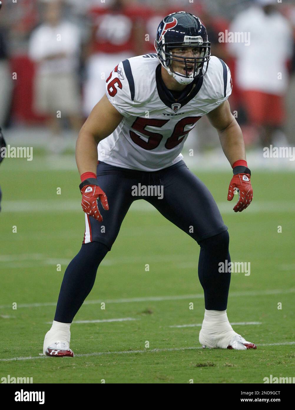 Houston Texans' Brian Cushing (56) lines up against the Arizona ...