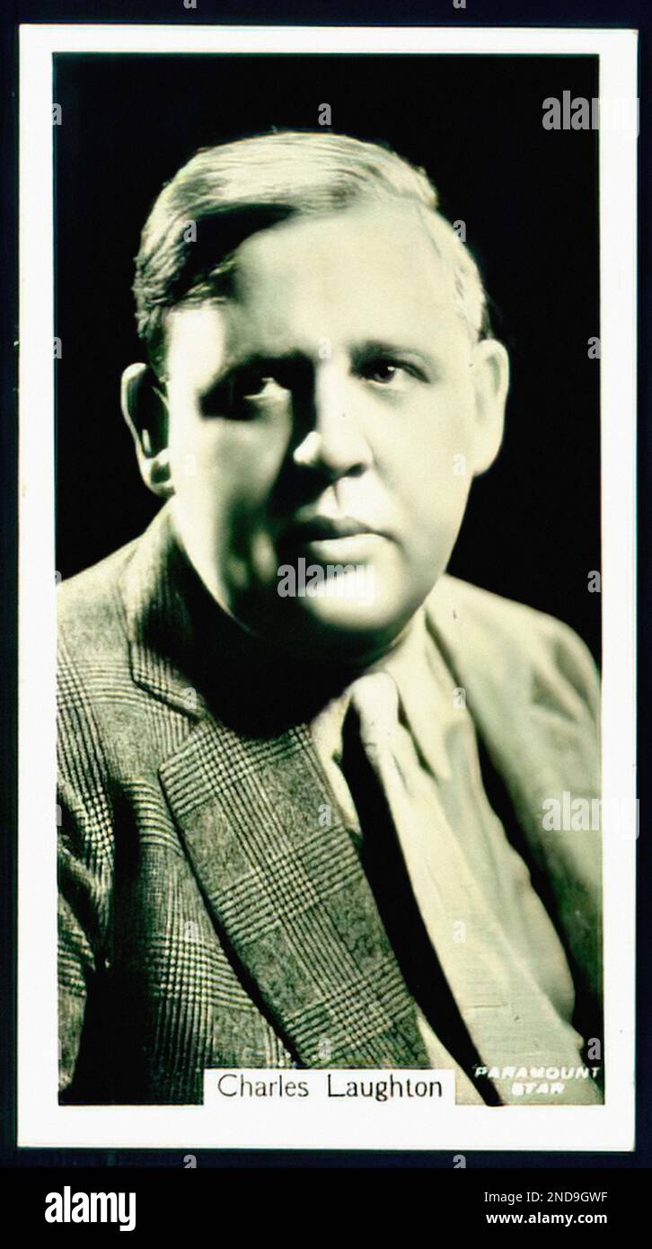 Portrait of Charles Laughton - Vintage Cigarette Card 04 Stock Photo ...