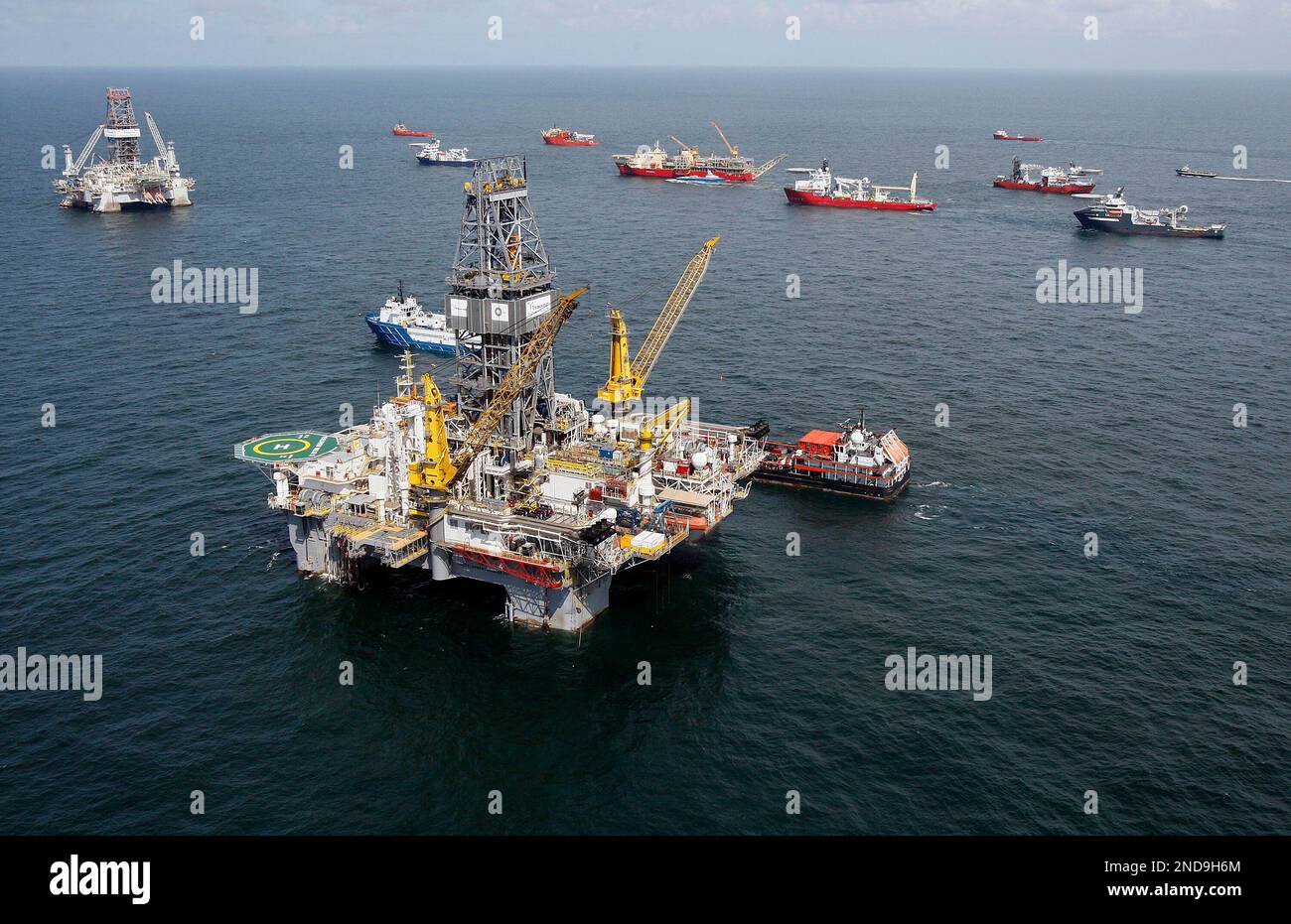 The Transocean Development Driller III, foreground, the rig responsible ...