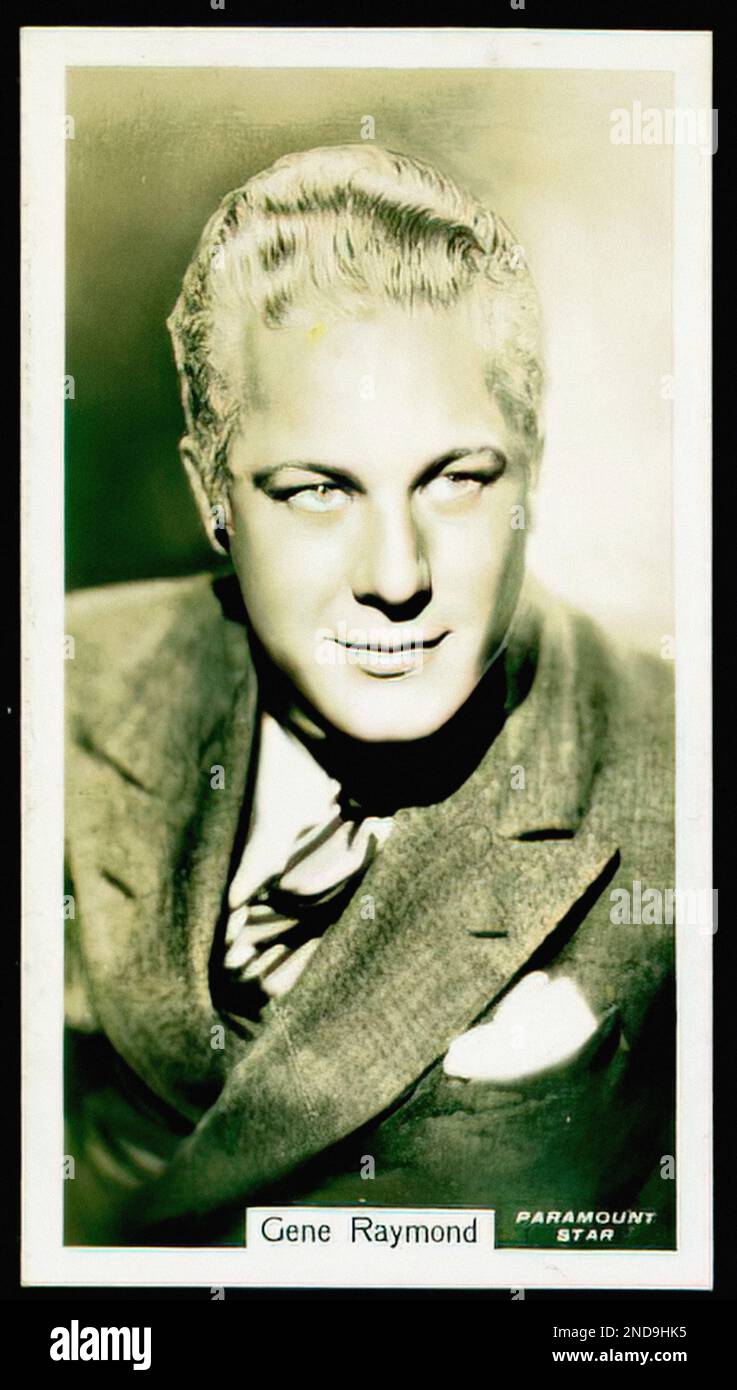 Portrait of Gene Raymond - Vintage Cigarette Card Stock Photo - Alamy