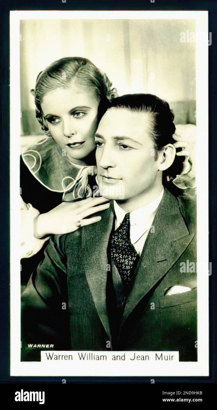 Portrait of Warren William & Jean Muir - Vintage Cigarette Card Stock ...