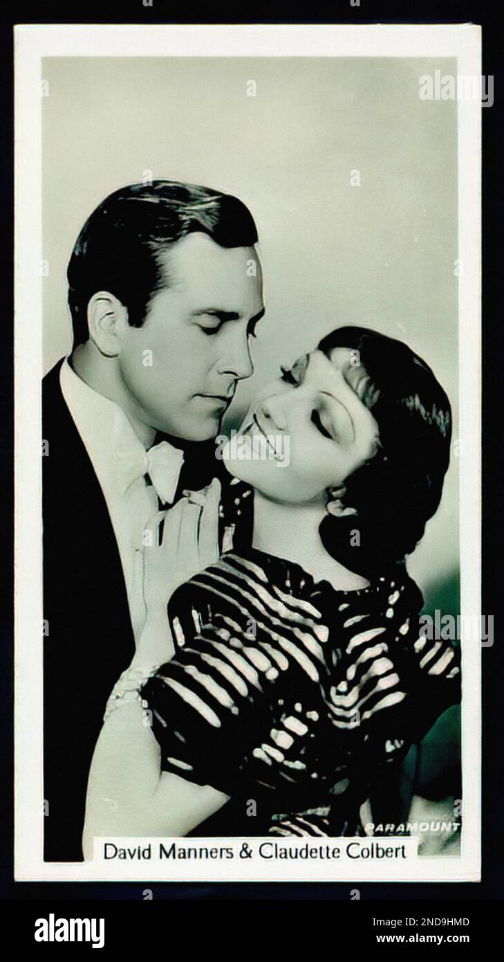 Portrait of David Manners & Claudette Colbert - Vintage Cigarette Card ...