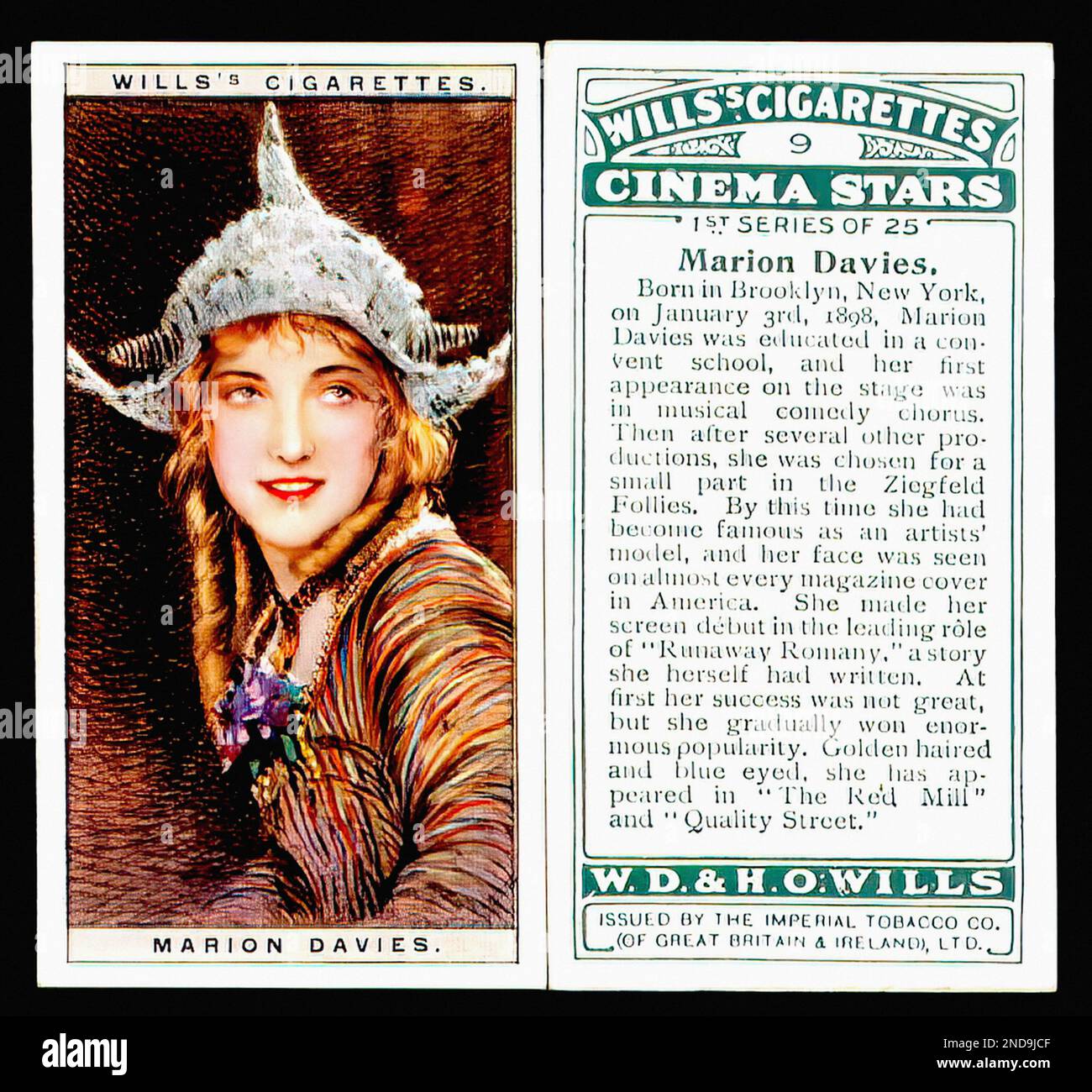 Portrait of Marion Davies - Vintage Cigarette Card 02 Stock Photo - Alamy