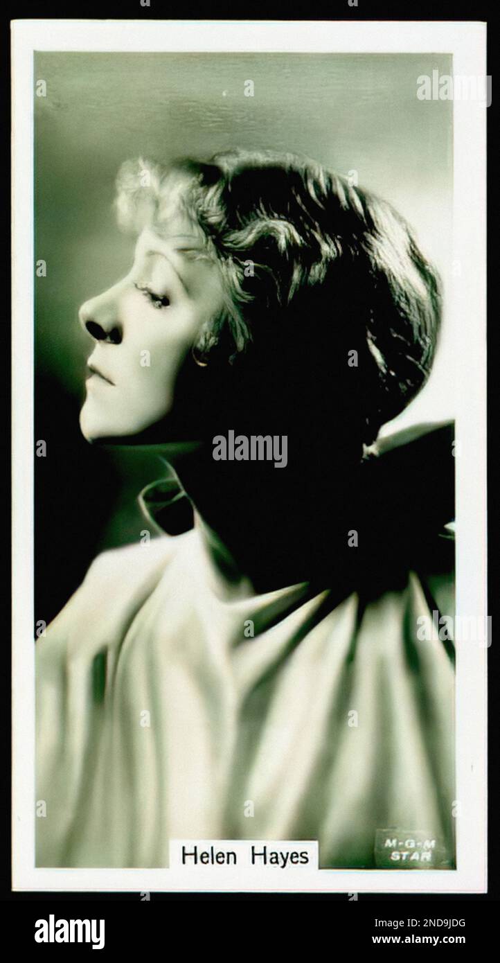 Portrait of Helen Hayes - Vintage Cigarette Card Stock Photo - Alamy
