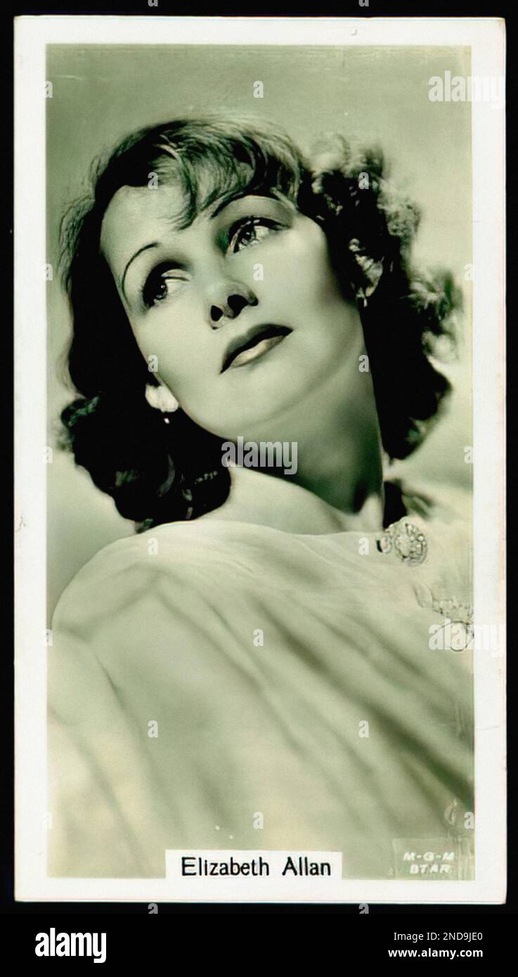 Portrait of Elizabeth Allan - Vintage Cigarette Card 04 Stock Photo - Alamy