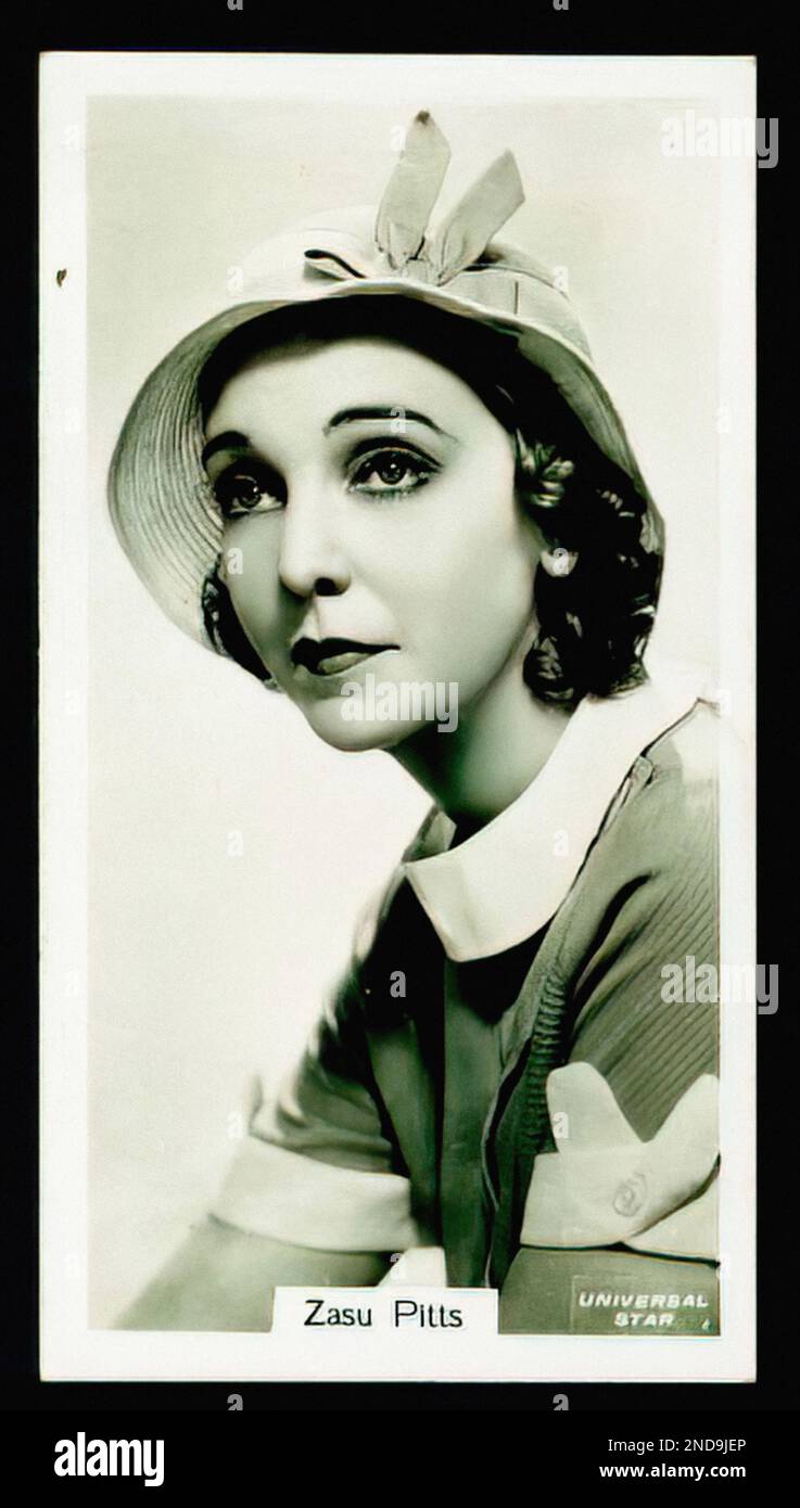 Portrait of Zasu Pitts - Vintage Cigarette Card Stock Photo - Alamy