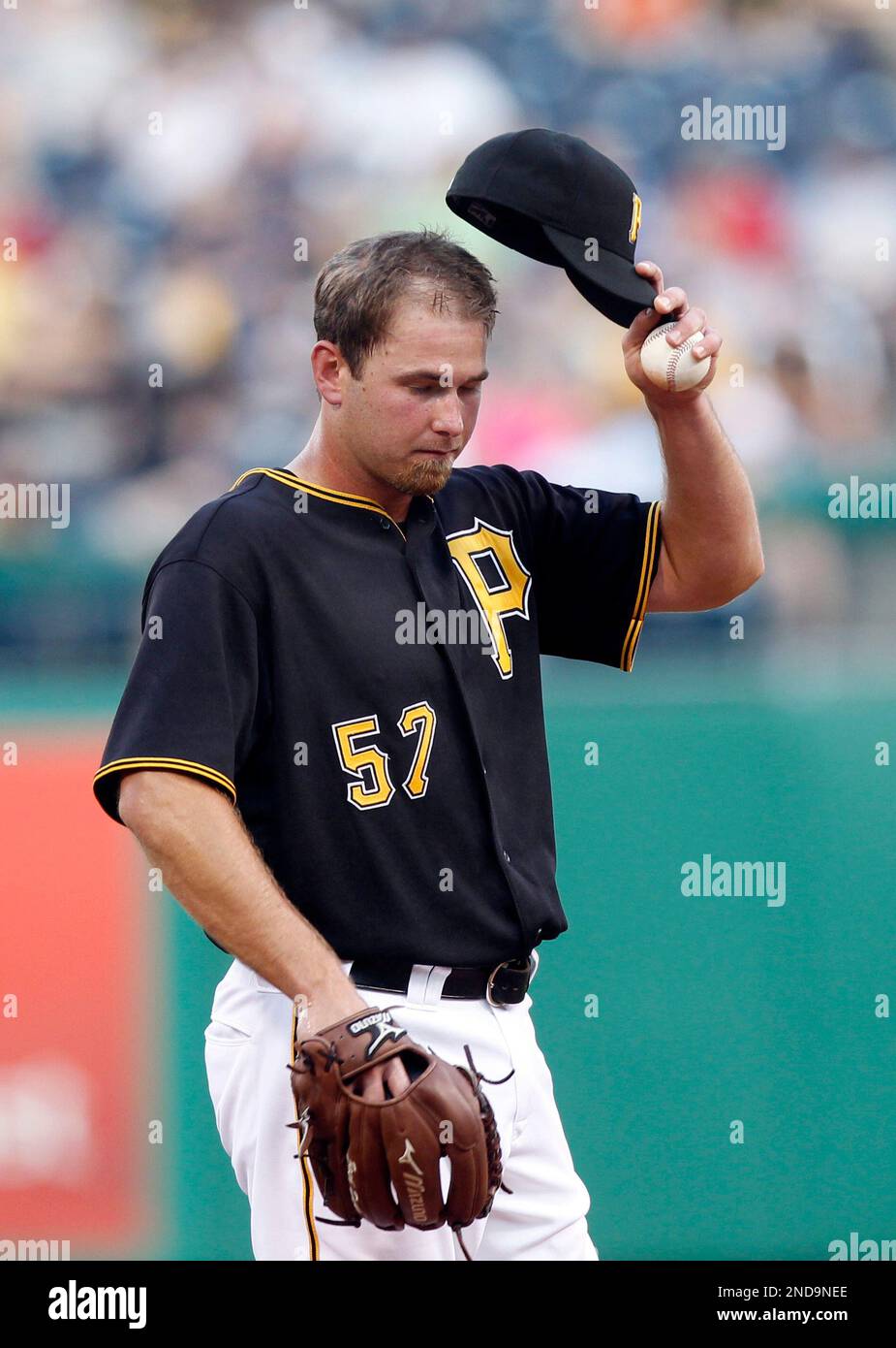 Pittsburgh Pirates starting Zach Duke (57) plays in the baseball game ...