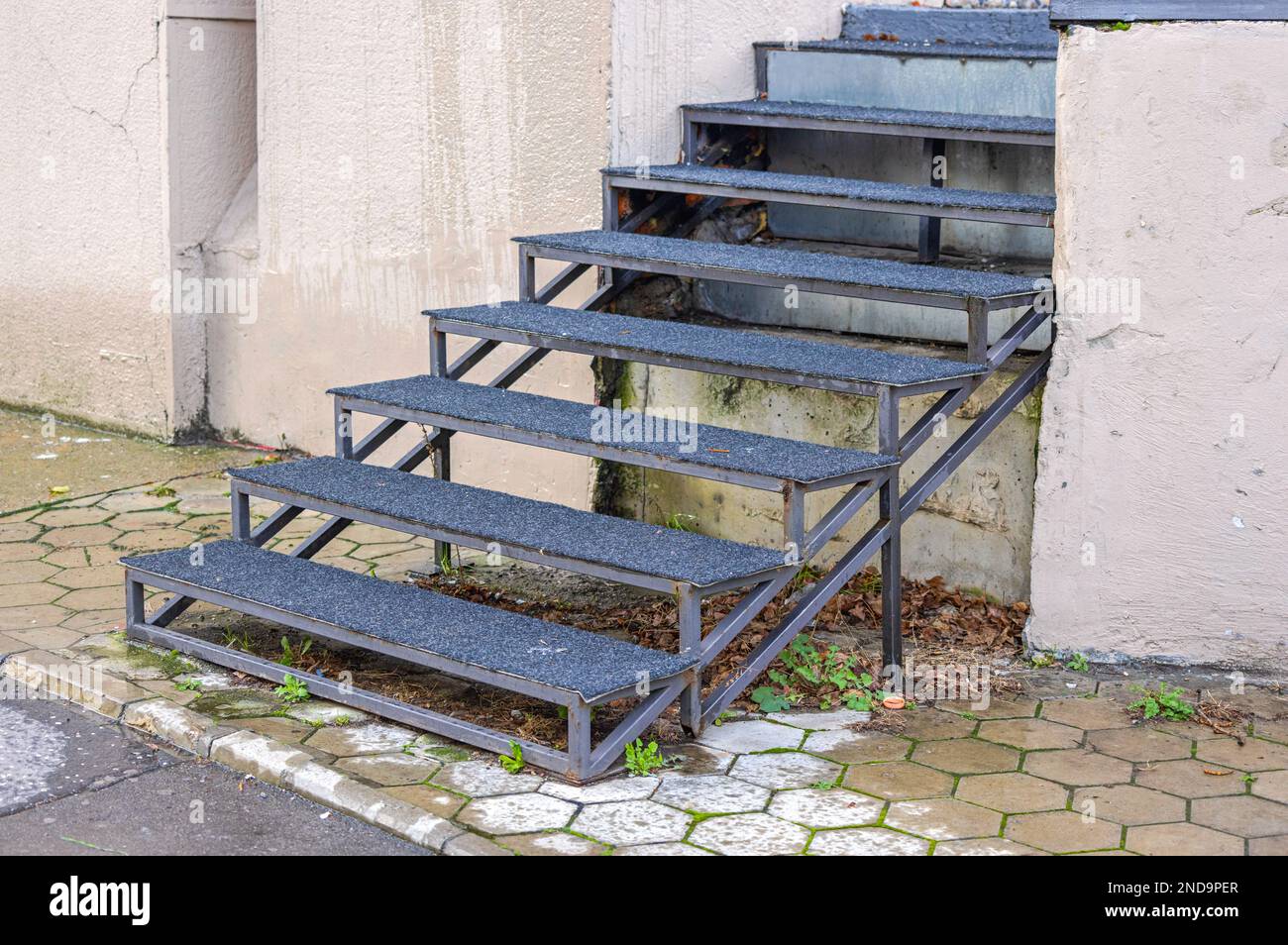 Metal External Stairs Structure With Carpet at White Building Stock ...