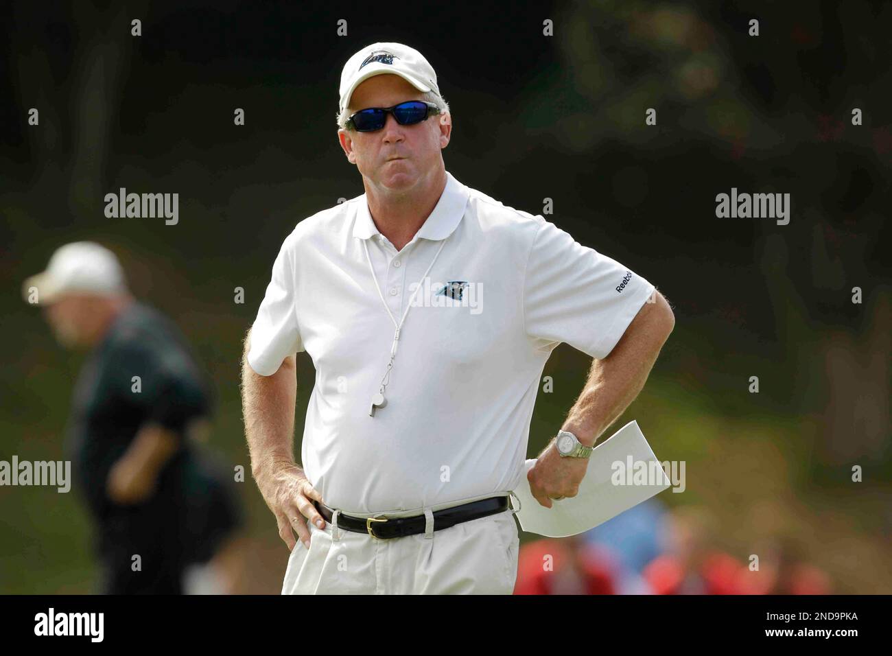 Carolina Panthers head coach John Fox looks on during practice at the ...