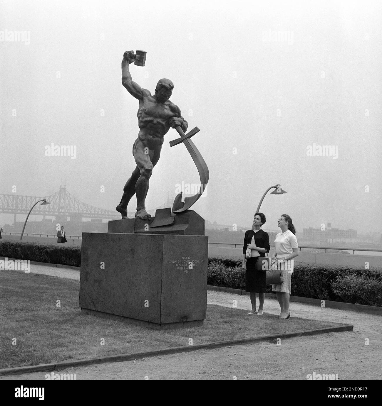 Statue in the north gardens of the United Nations which was presented ...