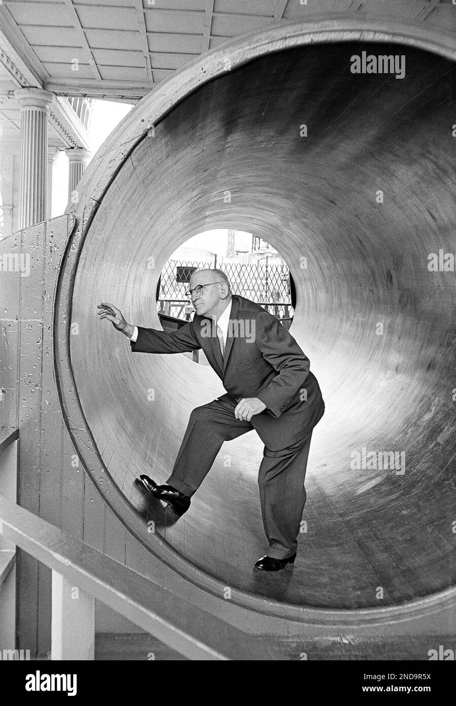 Bill Olsen of Brooklyn, a New York elevator inspector, is shown on the ...