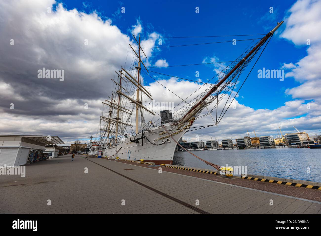 Gdynia, Poland - April 2022: Big three-masted sailing ship "Dar Pomorza ...