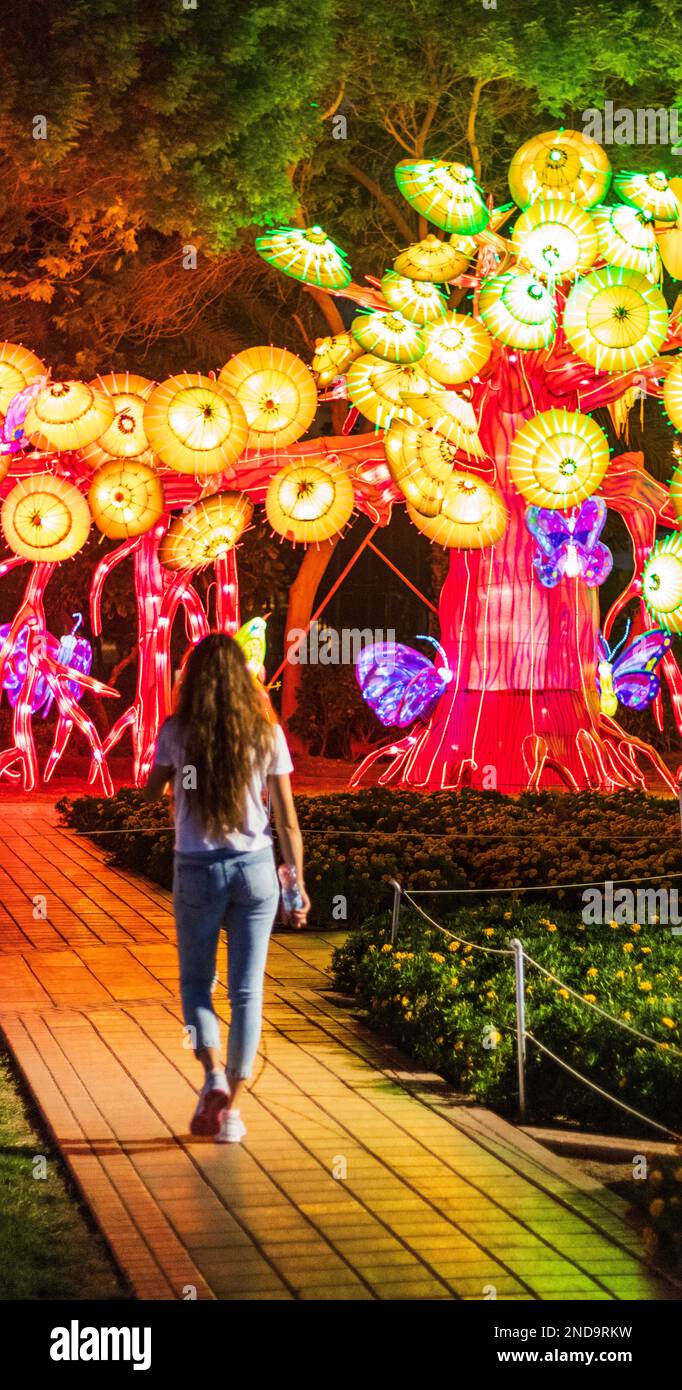 Shot of an illuminated outdoor installations Stock Photo - Alamy