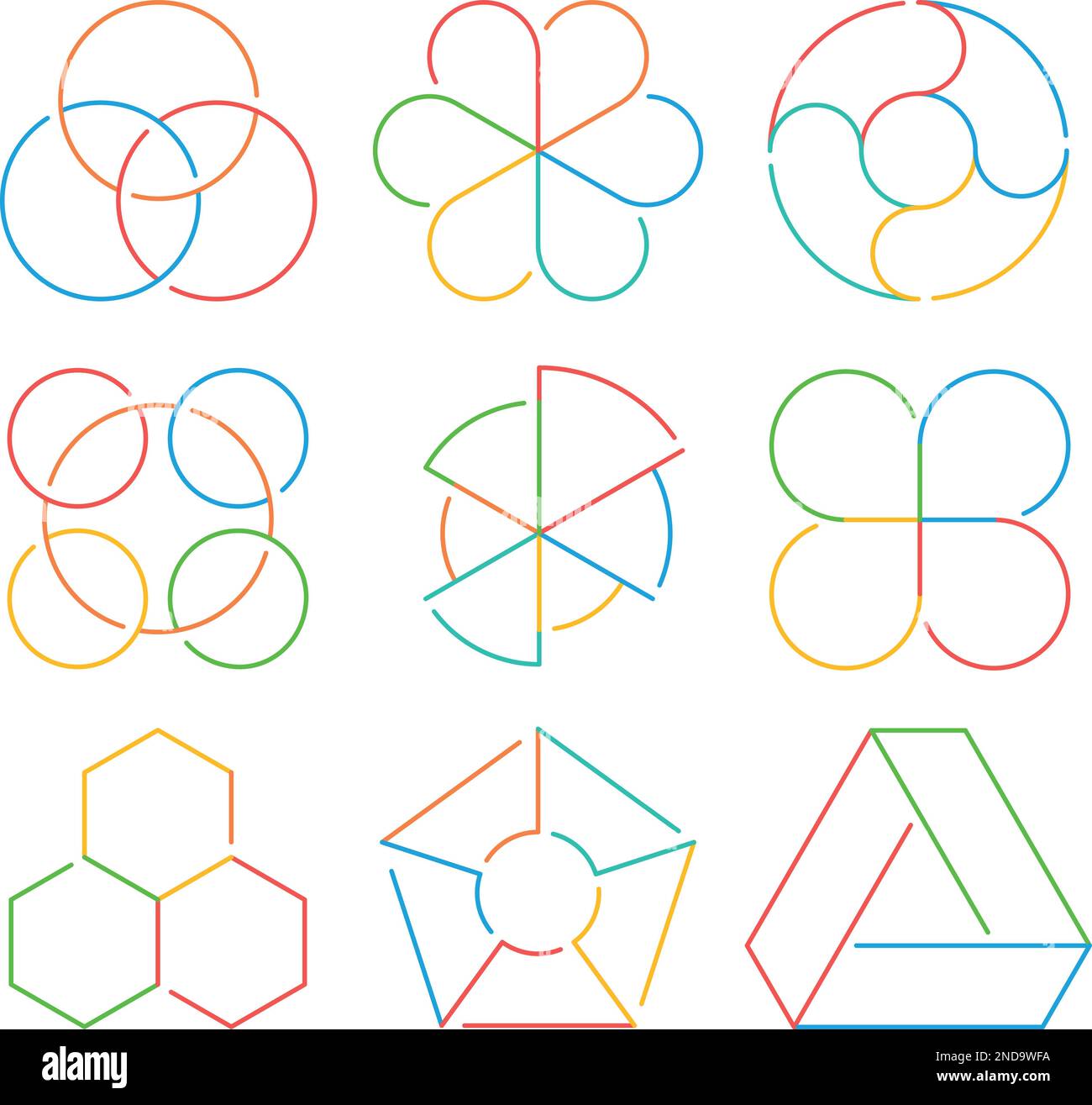 Color line shape set for business infographic presentation Stock Vector ...