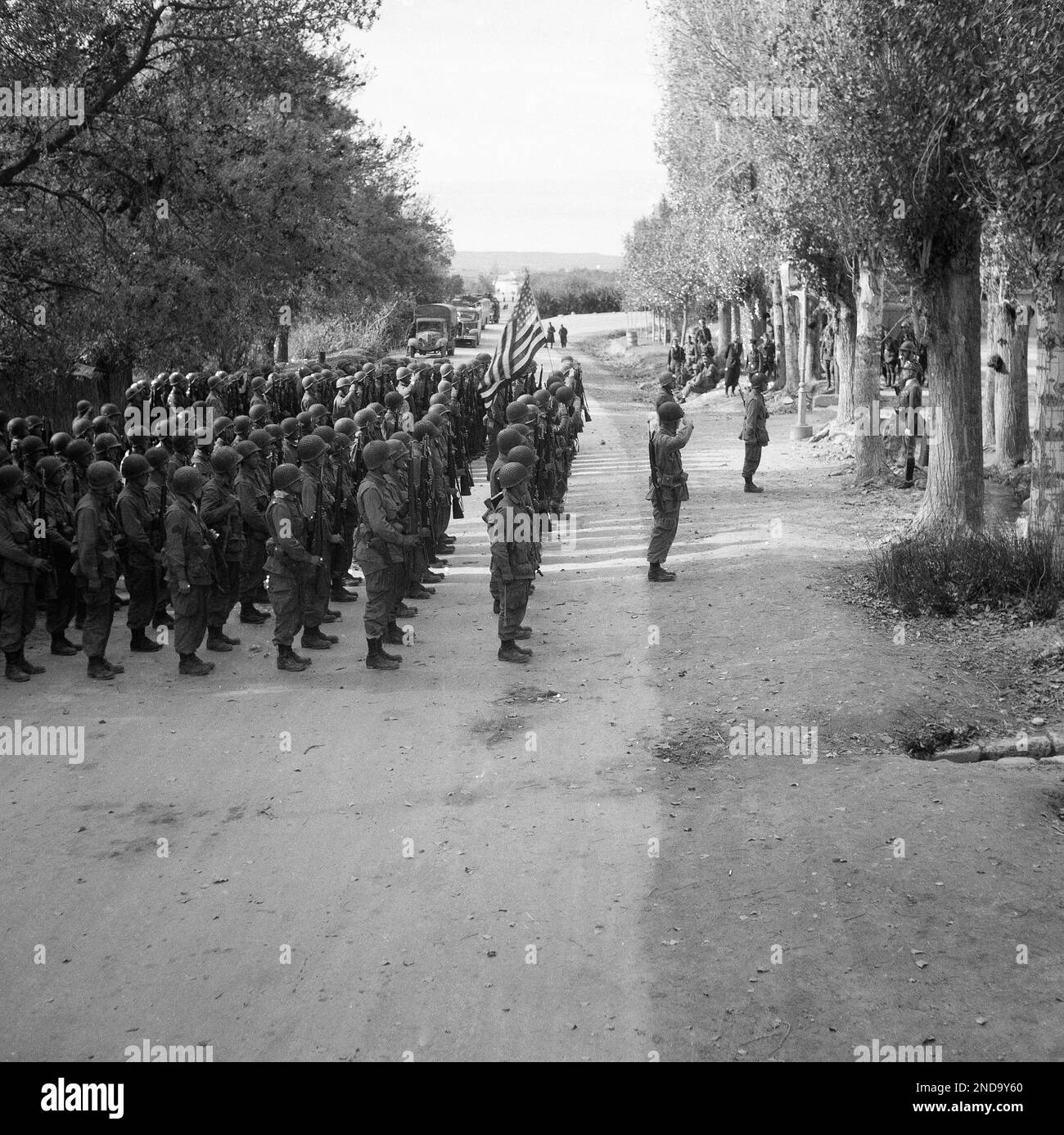A general view of the American paratroops lined up in Tunisia on Dec ...
